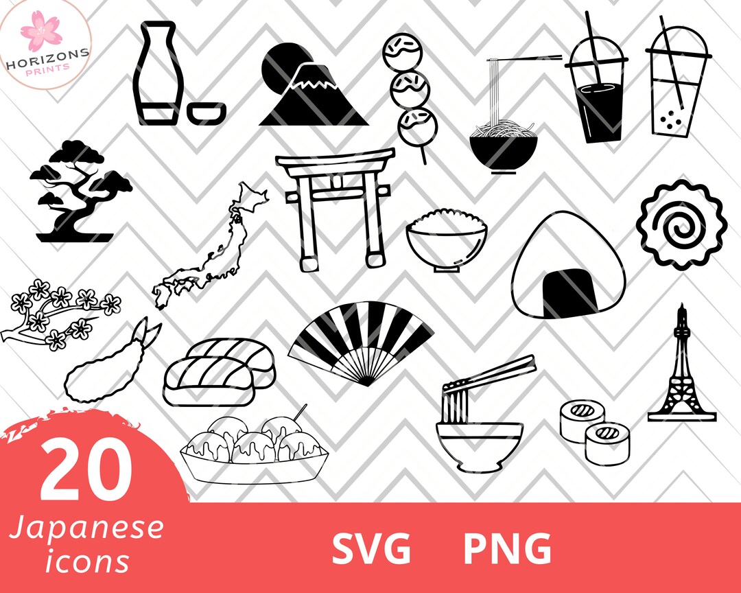 Japanese SVG Bundle, Japan Svg, Png, Clipart Cutting File, Kawaii Svg ...