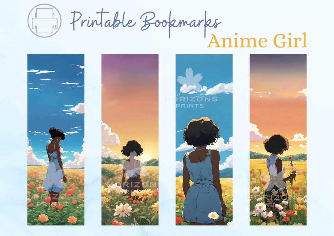 Anime Bookmark Printable, Black Bookmarks, Black Girl, Manga Bookmark ...