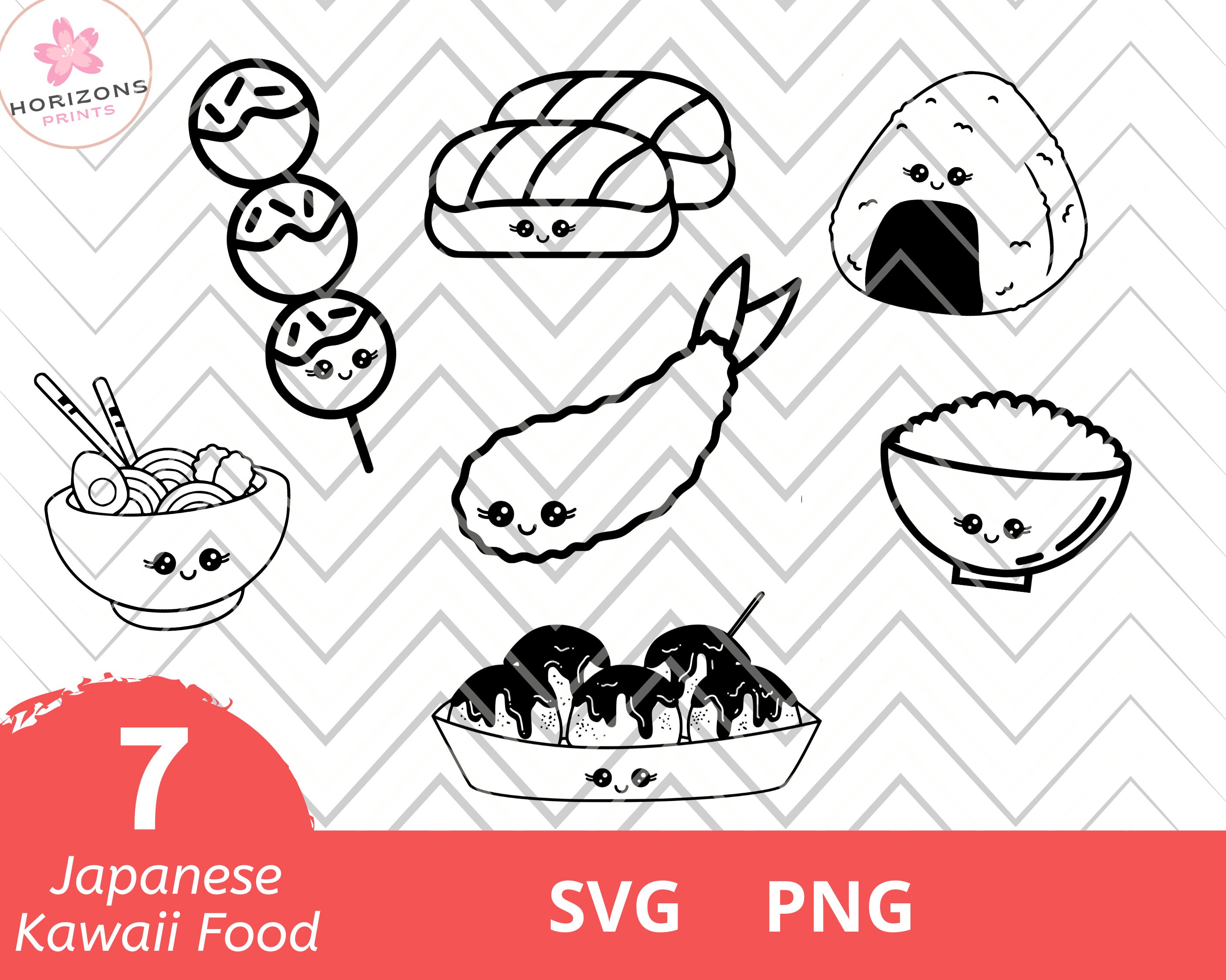 Kawaii, Food SVG Bundle, Dango, Sushi, Ramen, Svg, Cutecore, Cutting ...