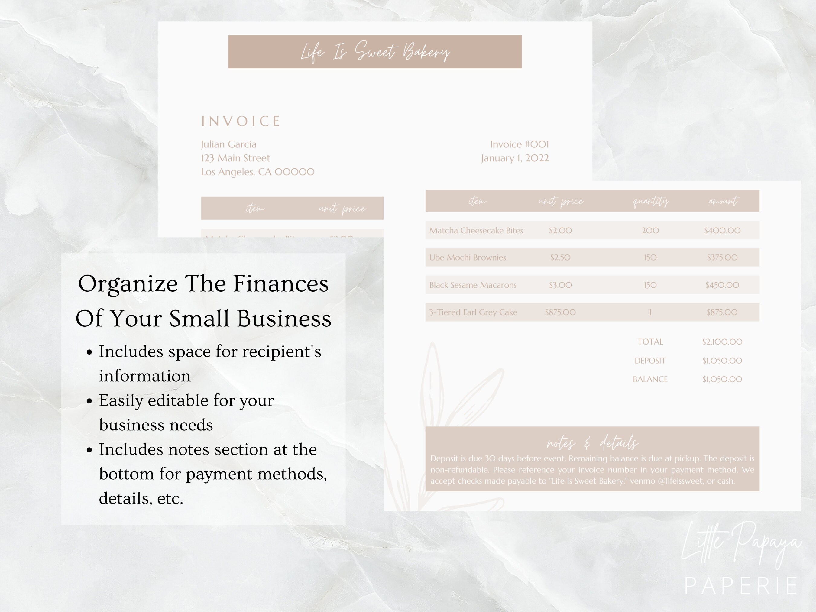 Julian Invoice Template | Downloadable Canva Template | Editable Canva ...