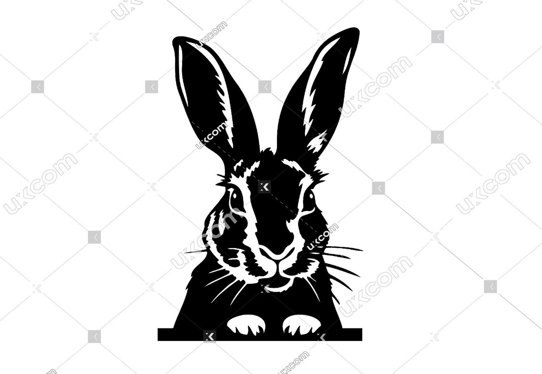 Bunny Svg Peeking Rabbit Cricut Easter Cut File Hare Commercial CNC Svg ...