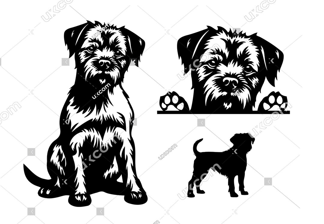 Border Terrier Peeking Dog 3 Cute Border Terrier SVG Laser Cut File ...