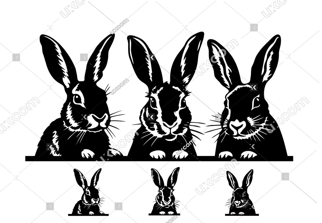 Bunny Svg Peeking Bunnies 3 Cricut Easter Cut File Rabbits Commercial ...