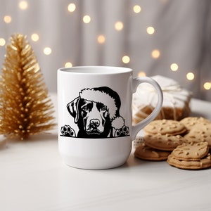 Labrador Retriever Peeking Svg Christmas Labrador Santa Hat Peeking Lab ...
