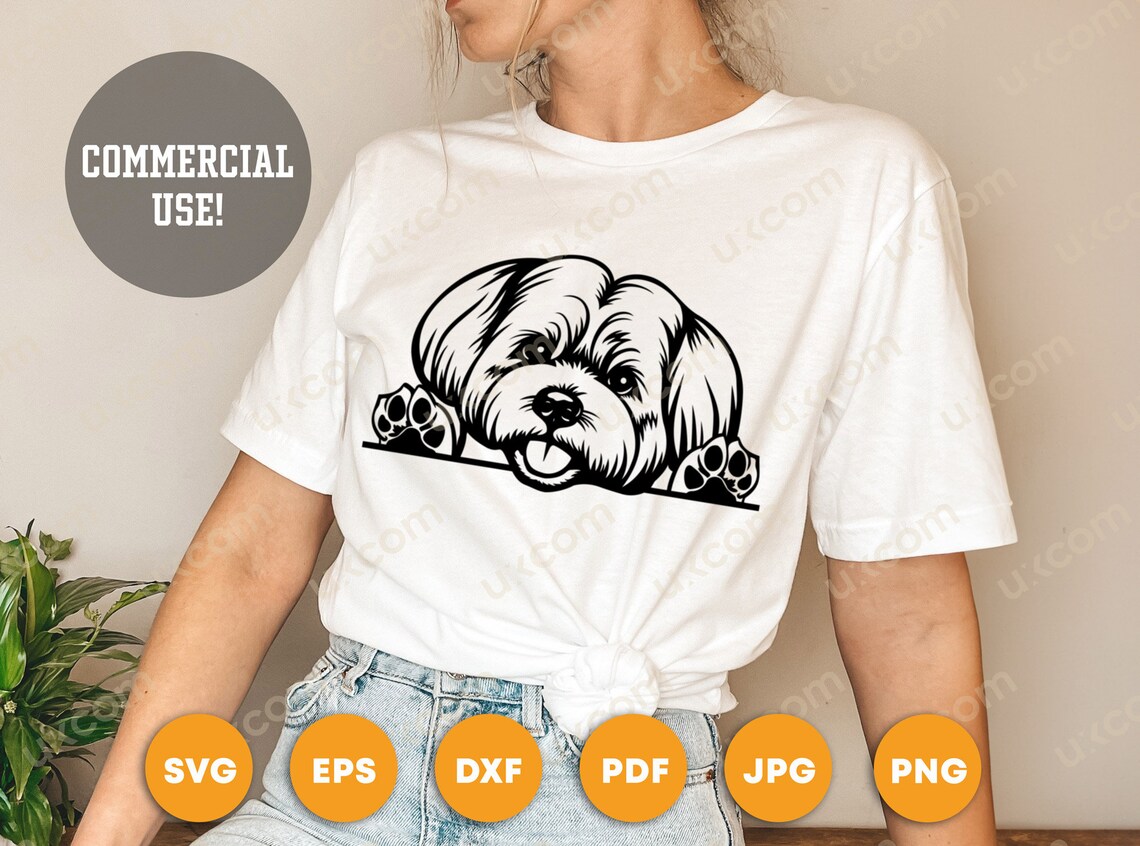 Maltese Svg Peeking Dog Bundle Commercial Happy Maltese Set Pedigree ...