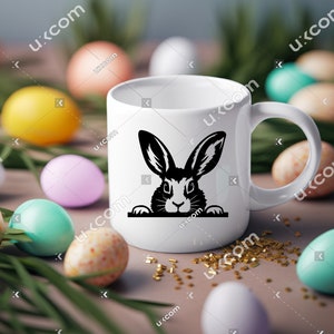 Bunny Svg Peeking Rabbit Cricut Easter Cut File Hare Commercial CNC Svg ...