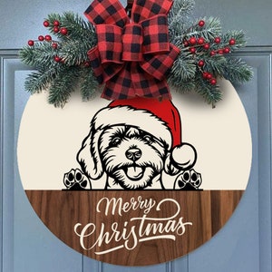 Cavapoo Peeking Dog Commercial Cavoodle Christmas Santa Hat Cute ...