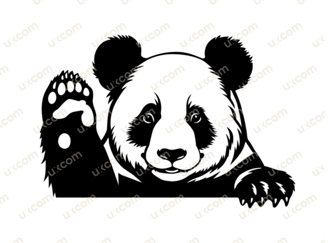 Panda Peeking Svg Cut File Cricut Cute Panda Hi Hello Clipart Tshirt ...