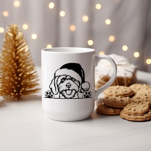 Cavapoo Peeking Dog Commercial Cavoodle Christmas Santa Hat Cute ...