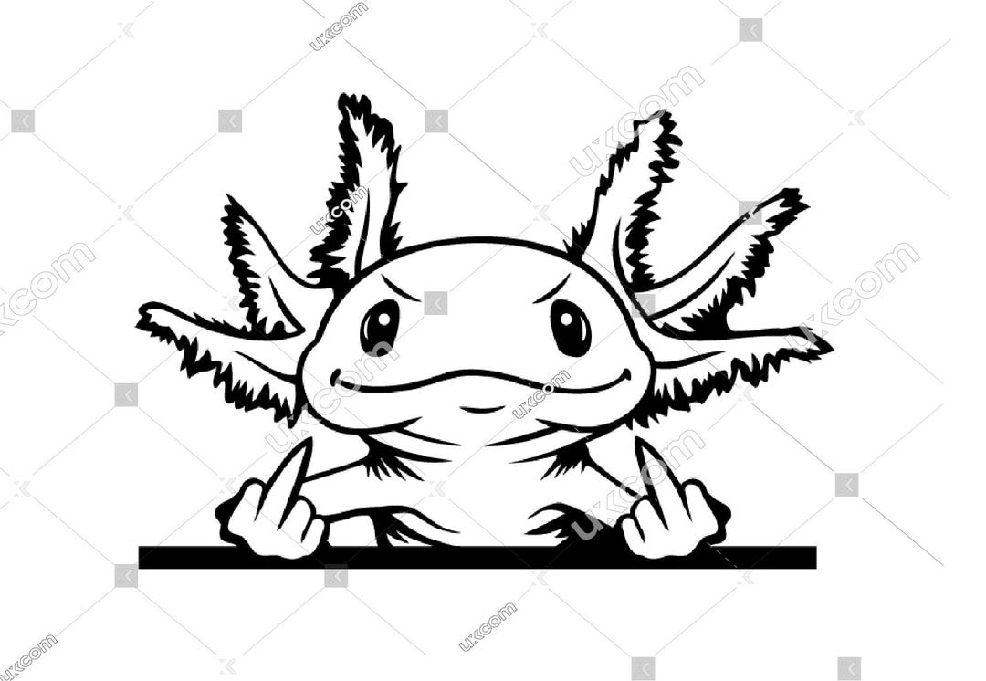 Axolotl Svg Peeking Axolotl Middle Finger Cricut Angry Axolotl Cut File ...