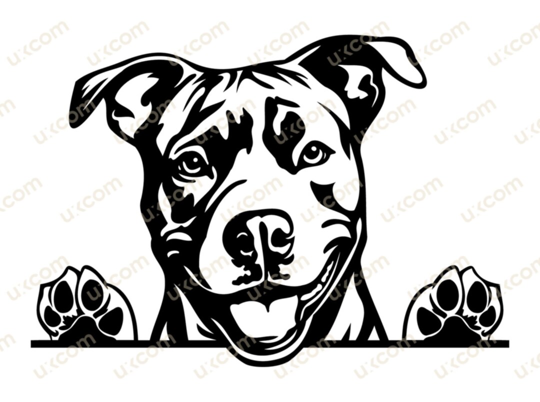 Staffordshire Bull Terrier Svg Peeking Happy Dog Mom Breed Cute Puppy ...