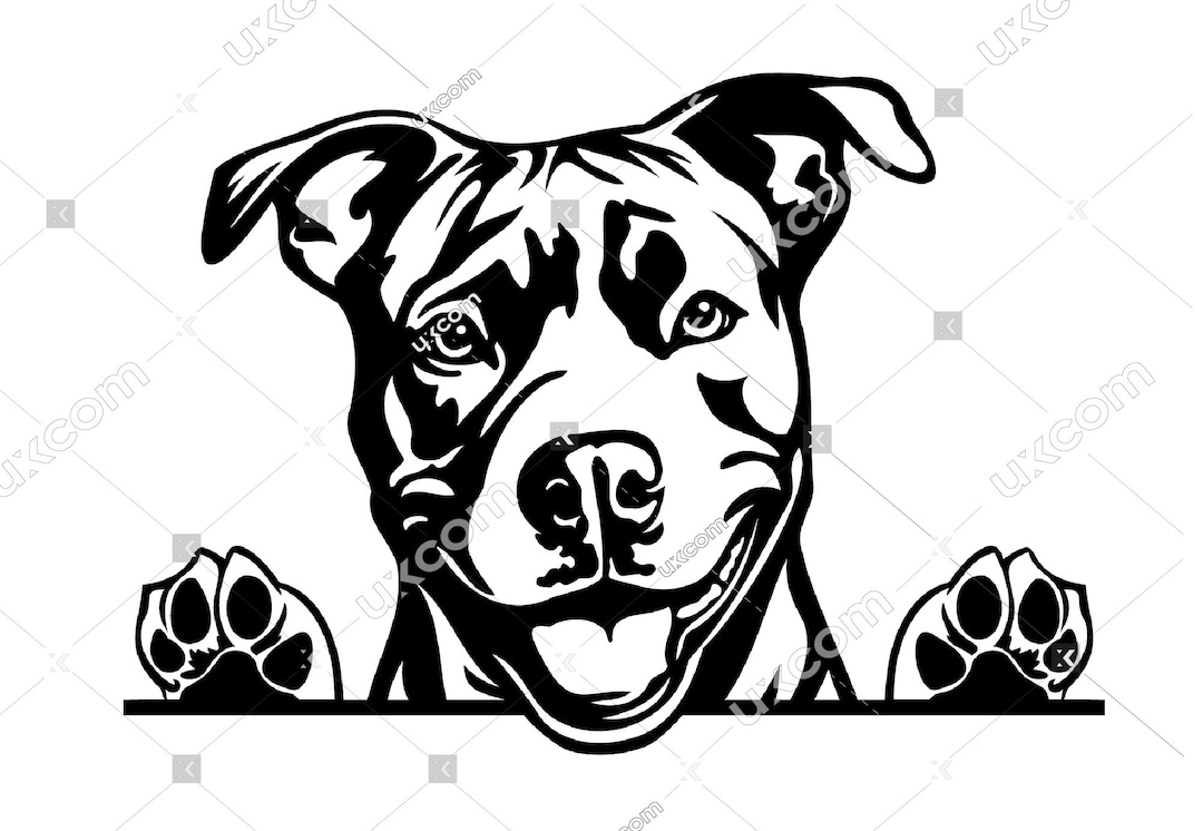 Staffordshire Bull Terrier Svg Peeking Happy Dog Mom Breed Cute Puppy ...