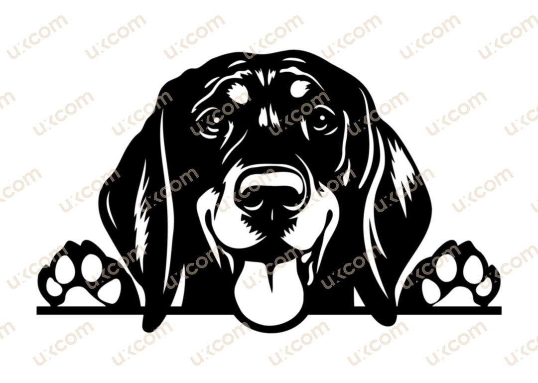 Coonhound Svg Happy Coonhound Peeking Dog Paws Commercial Breed Canine ...