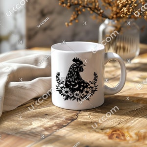 Hen With Flowers Svg Face Hen Cricut Cow Commercial Farm Animals CNC ...