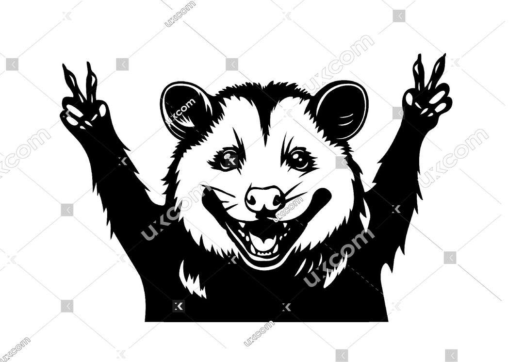 Opossum Peace Funny Possum Tshirt Commercial Cute Possum Black White ...