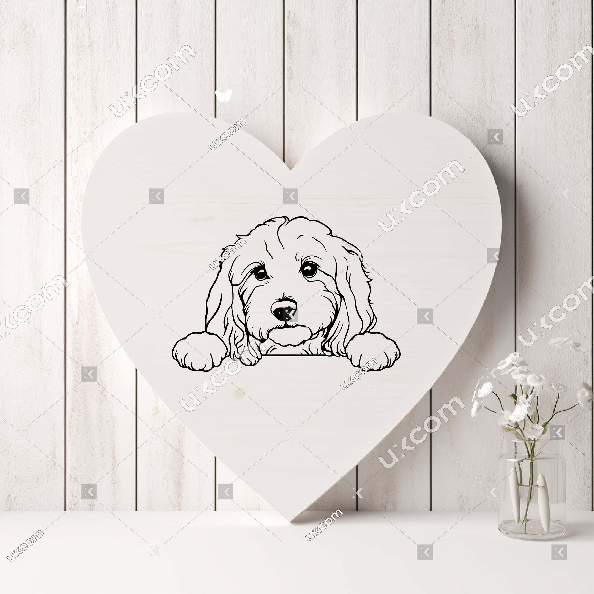 Cavapoo Svg Cavapoo Peeking Dog Commercial Cute Cavapoo Puppy CNC Svg ...