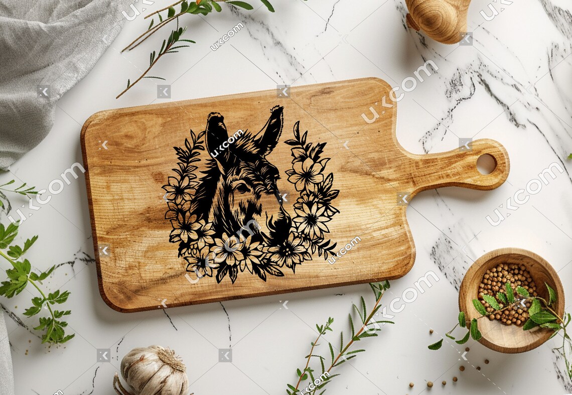Donkey With Flowers Svg Face Donkey Cricut Commercial Farm Animals CNC ...