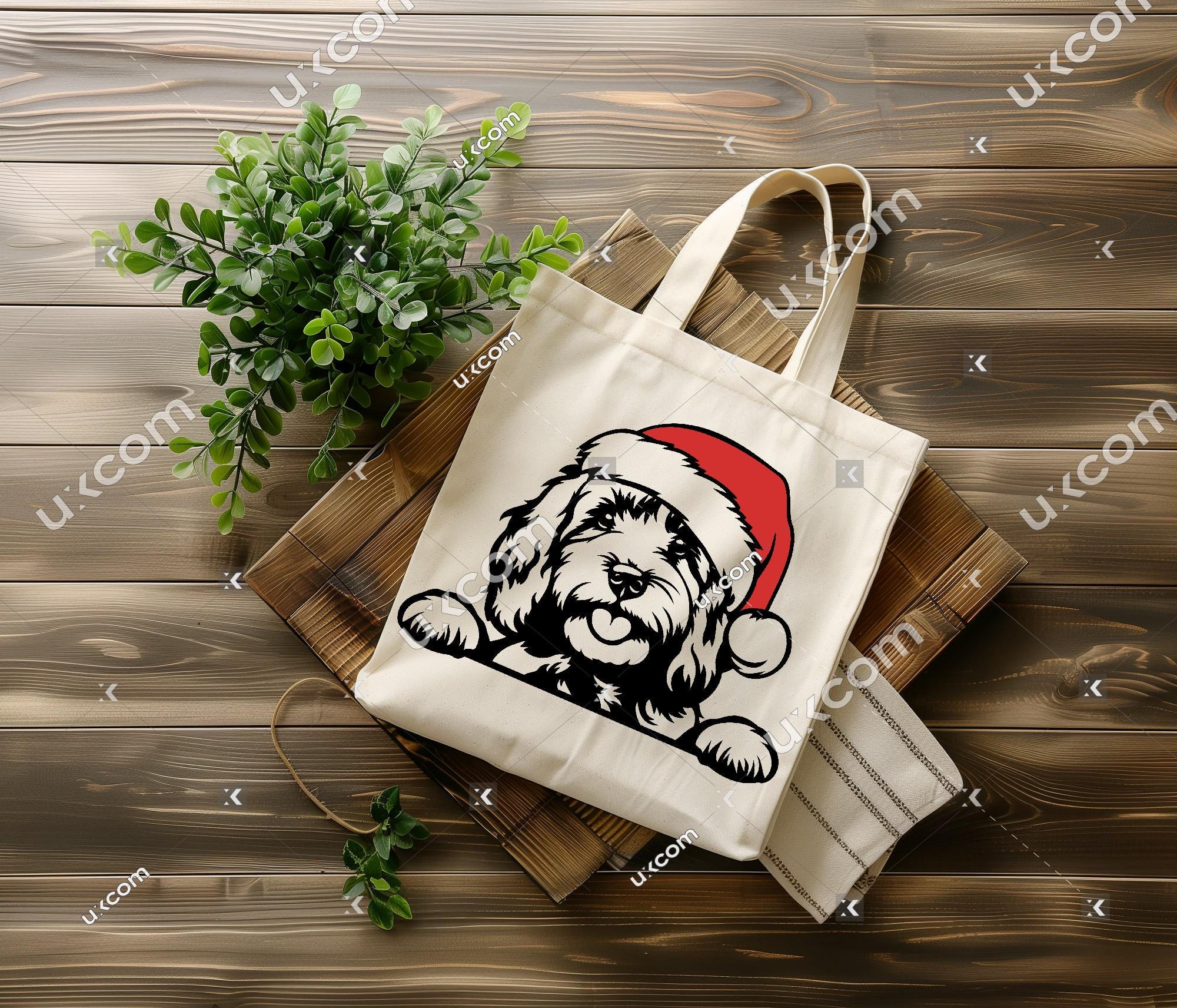 Cavapoo Santa Hat Svg Peeking Dog Commercial Doodle Mom Santa Hat ...