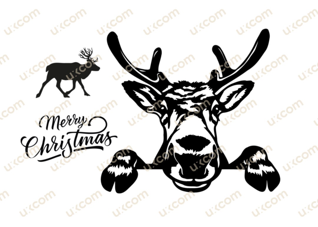 Reindeer Svg Peeking Reindeer Cricut Cut File Commercial Christmas Svg ...