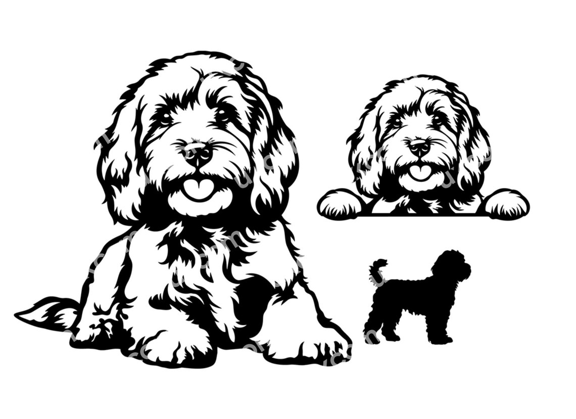 Cockapoo Svg Set Peeking Cavapoo Cute Cockapoo Dog Commercial Canine ...