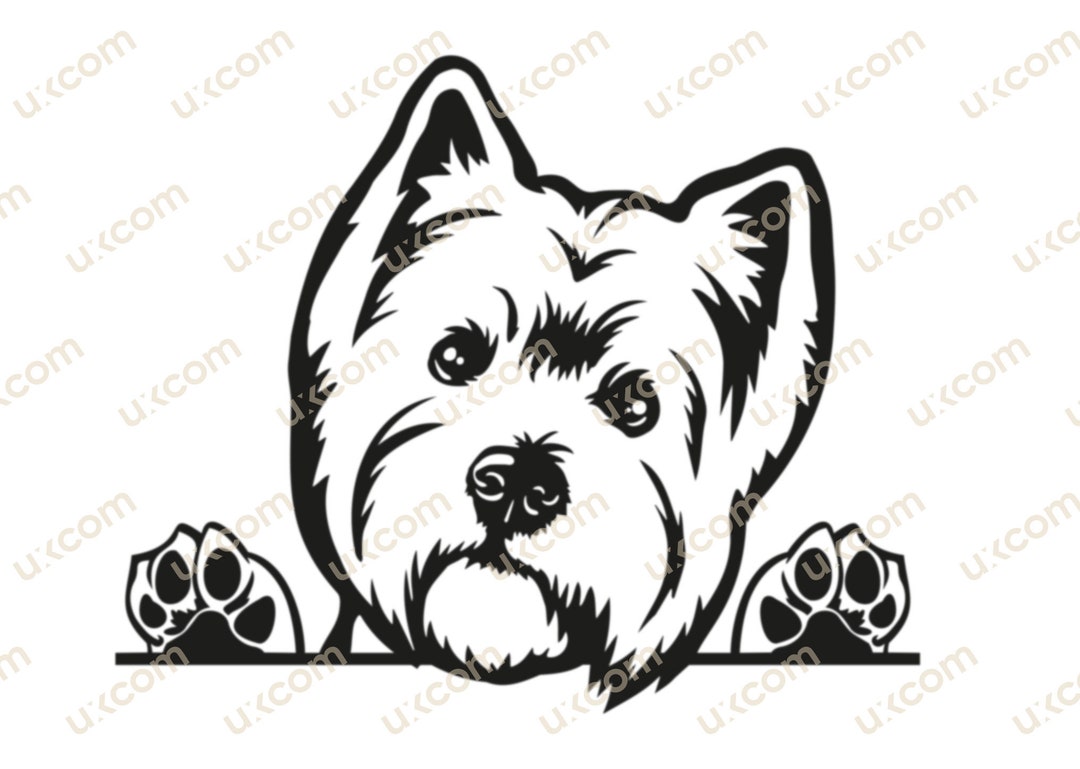 Westie Svg West Highland White Terrier Peeking Dog Commercial Peeking ...