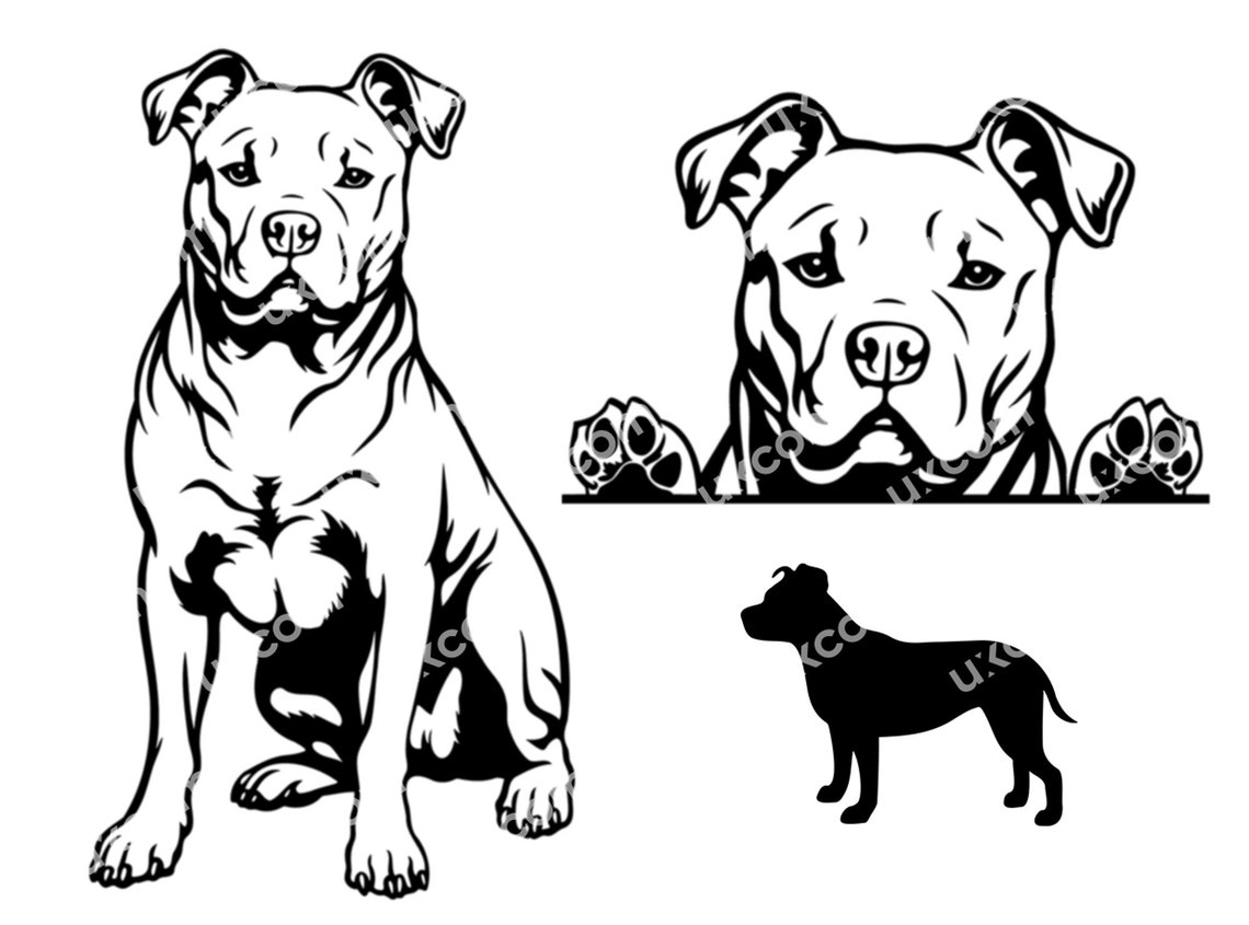 Amstaff Svg American Staffordshire Terrier Peeking Dog Commercial Happy ...