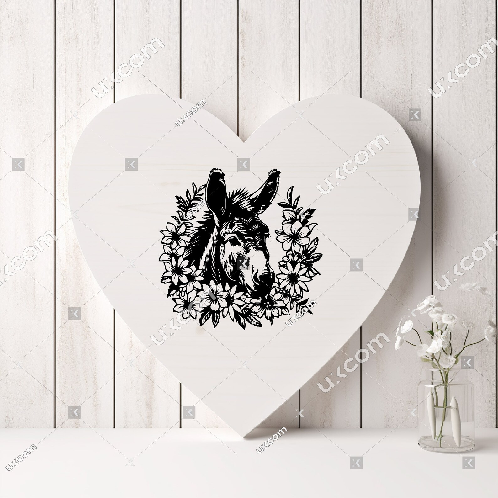 Donkey With Flowers Svg Face Donkey Cricut Commercial Farm Animals CNC ...