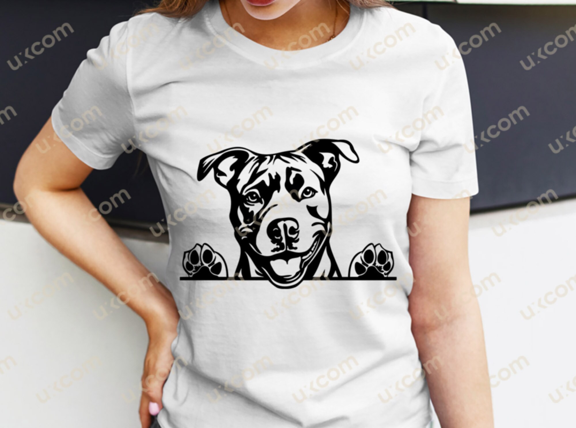 Staffordshire Bull Terrier Svg Peeking Happy Dog Mom Breed Cute Puppy ...