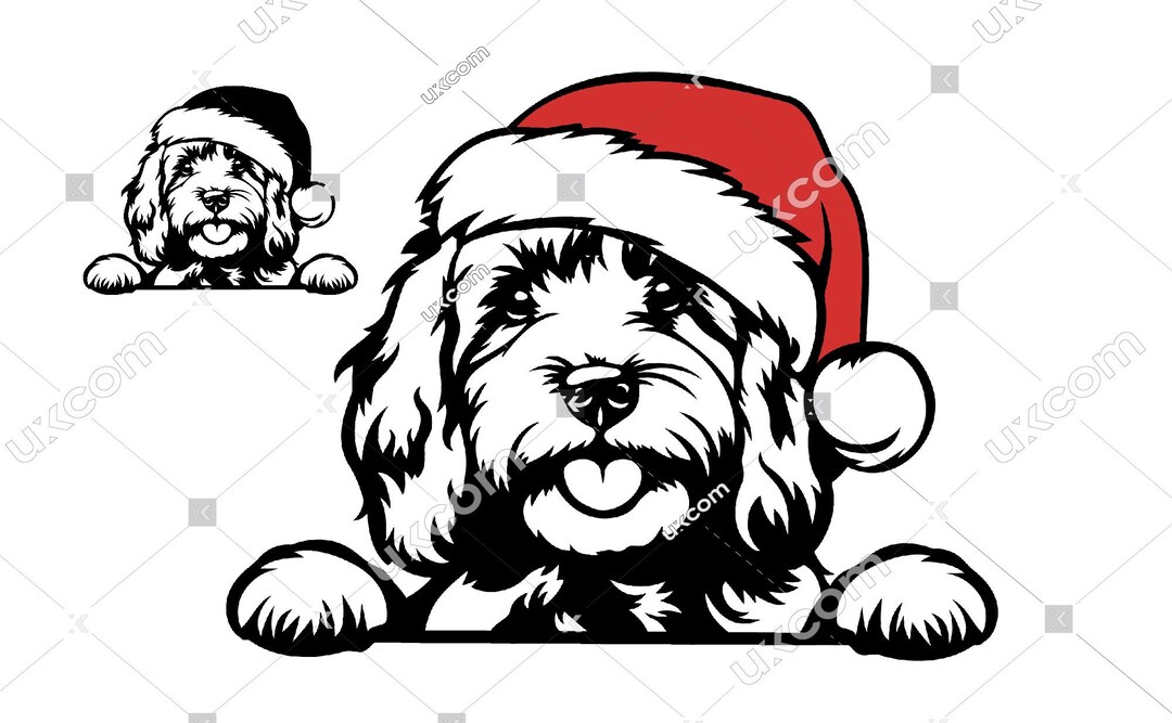 Cavapoo Santa Hat Svg Peeking Dog Commercial Doodle Mom Santa Hat ...
