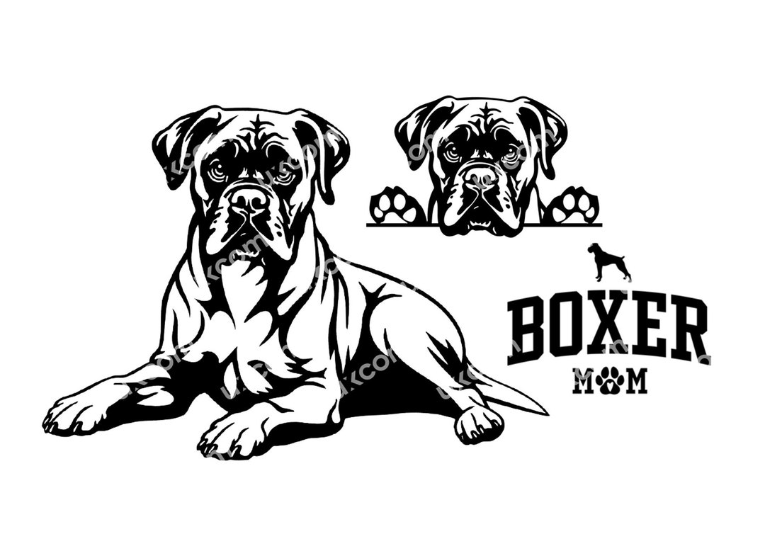 Boxer Peeking Svg Cute Boxer Svg Dog Boxer Mom 3 Commercial Canine ...