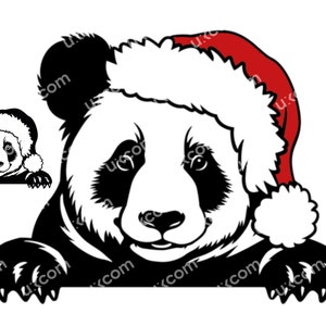 Panda Peeking Svg Funny Panda With Santa Hat Christmas Panda Tshirt ...