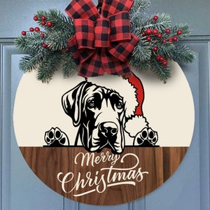Great Dane Peeking Dog Great Dane Santa Hat Christmas Great Dane Svg ...