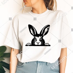 Bunny Svg Peeking Rabbit Cricut Easter Cut File Hare Commercial CNC Svg ...