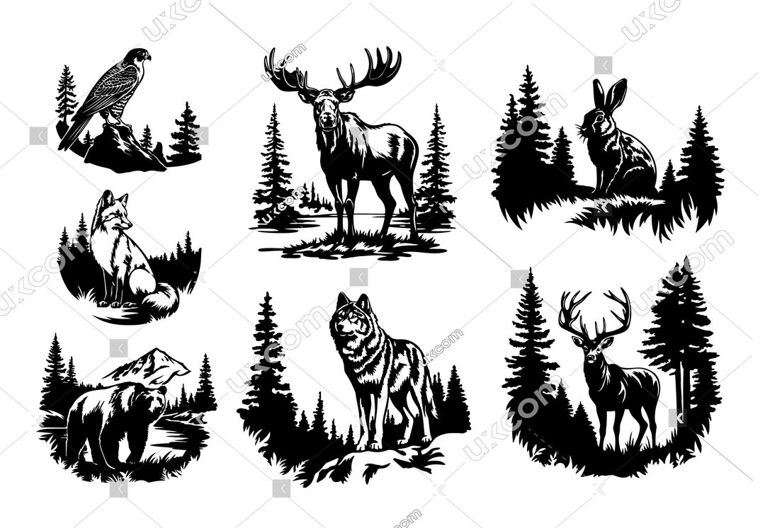 Forest Animals Bundle Svg Cricut Commercial Set Moose Svg Deer Svg Fox ...