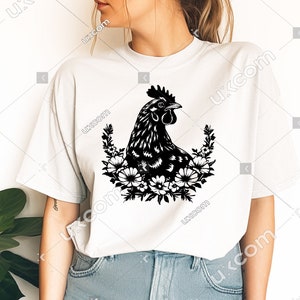 Hen With Flowers Svg Face Hen Cricut Cow Commercial Farm Animals CNC ...