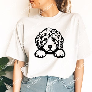 Cavapoo Svg Cavapoo Peeking Dog Commercial Cute Cavapoo Puppy CNC Svg ...