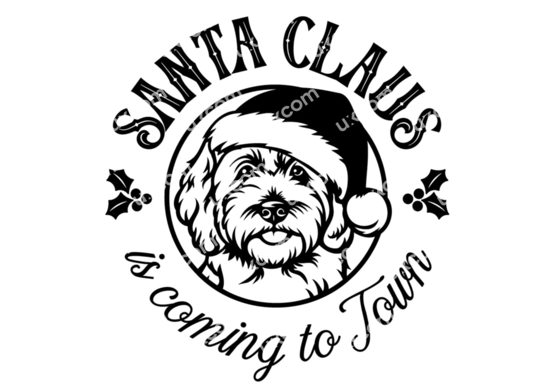 Labradoodle Goldendoodle Santa Hat Commercial Svg Breed Pedigree Canine ...