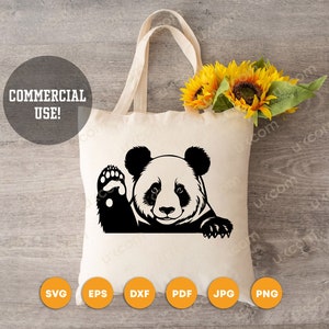 Panda Peeking Svg Cut File Cricut Cute Panda Hi Hello Clipart Tshirt ...