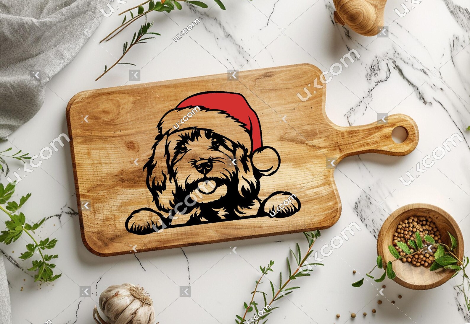 Cavapoo Santa Hat Svg Peeking Dog Commercial Doodle Mom Santa Hat ...