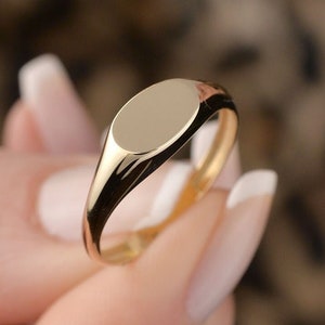 Gold Oval Ring, Personal Ring, Name Ring, Personalized Ring, 14k Solid ...