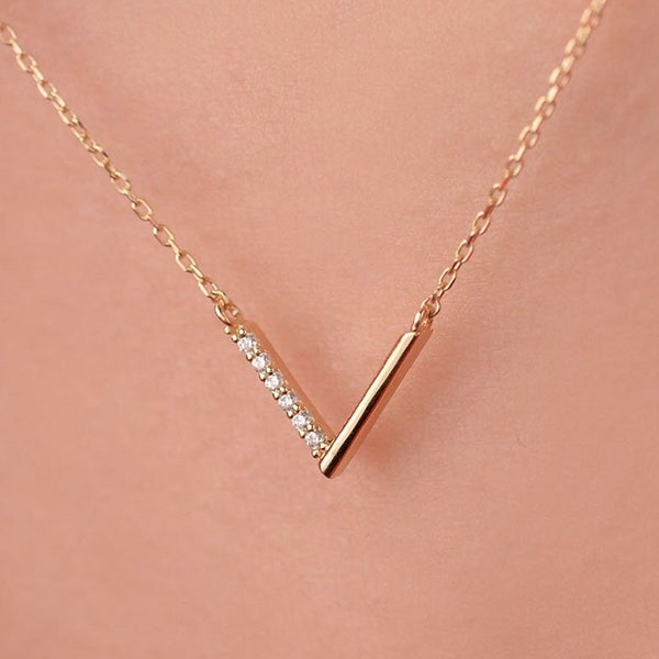 V Necklace - Etsy