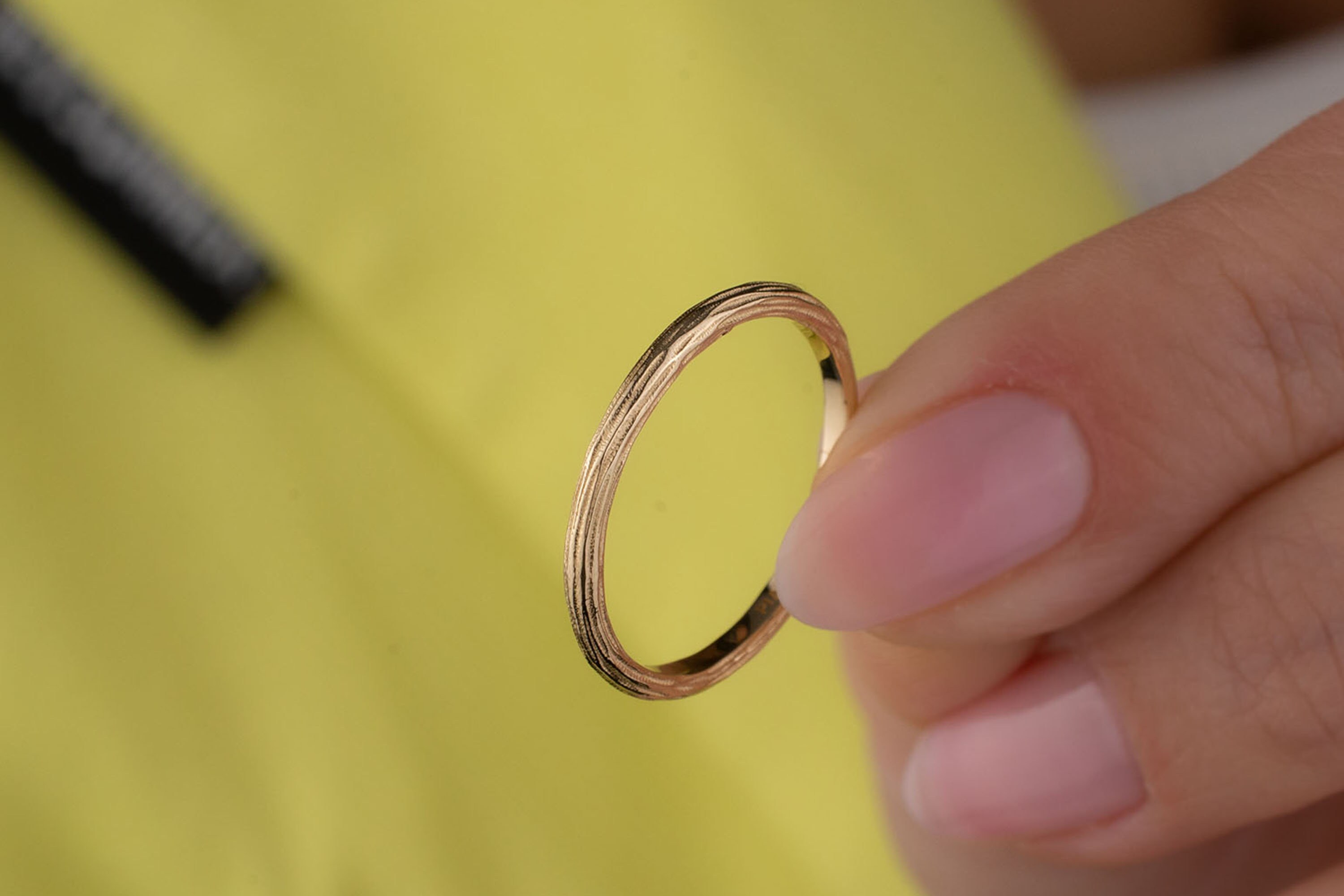 14k Gold Band Ring Rustic Ring Gold Hammered Ring Textured - Etsy