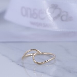 Gold Wave Ring, 14k Solid Gold Ring, Wavy Ring, Wave Shaped, Minimalist ...