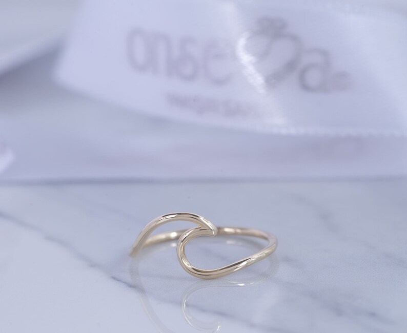 Gold Wave Ring 14k Solid Gold Ring Wavy Ring Wave Shaped - Etsy