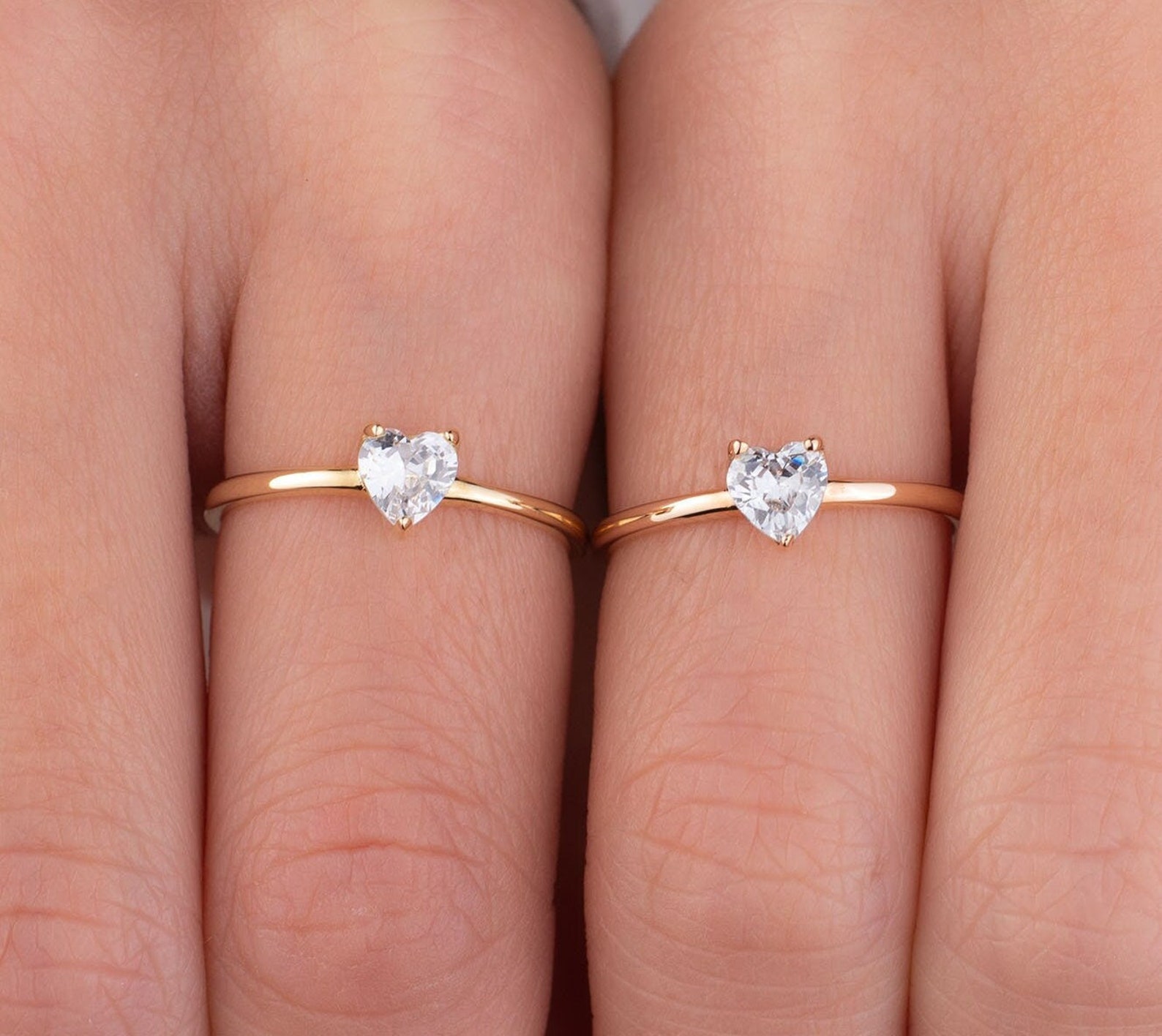 Heart Gemstone Ring, 14k Gold Heart Ring, Dainty Heart Ring, Gift for ...