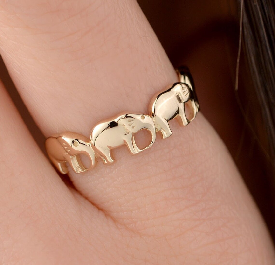 Gold Elephant Ring 14k Solid Gold Ring Cute Animal Ring - Etsy
