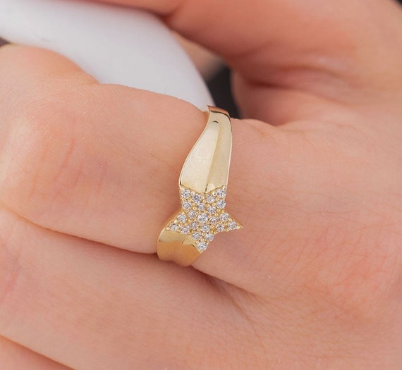 Gold Star Ring 14k Solid Gold Ring Gold Unique Ring Gift | Etsy
