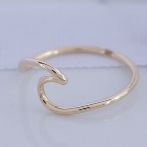 Gold Wave Ring, 14k Solid Gold Ring, Wavy Ring, Wave Shaped, Minimalist ...