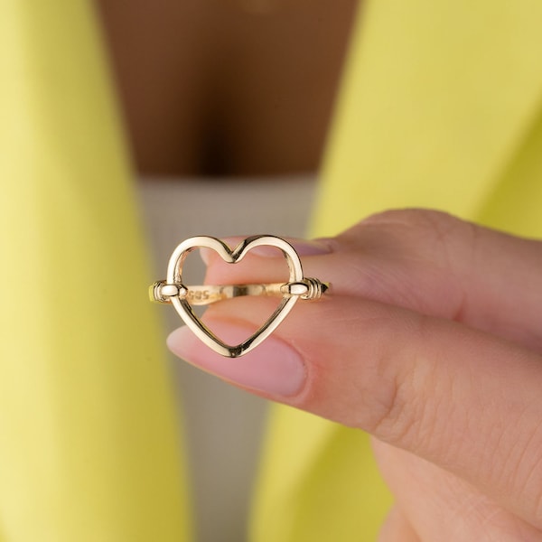 Open Heart Ring - Etsy