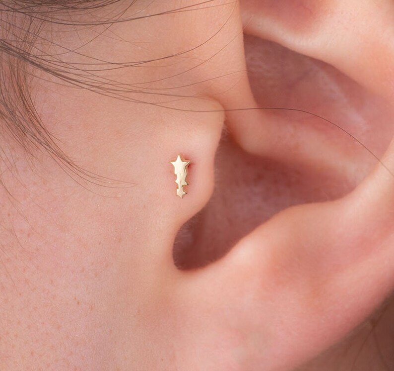 14k Solid Gold Tragus Gold Tragus Earring Tragus Stud - Etsy